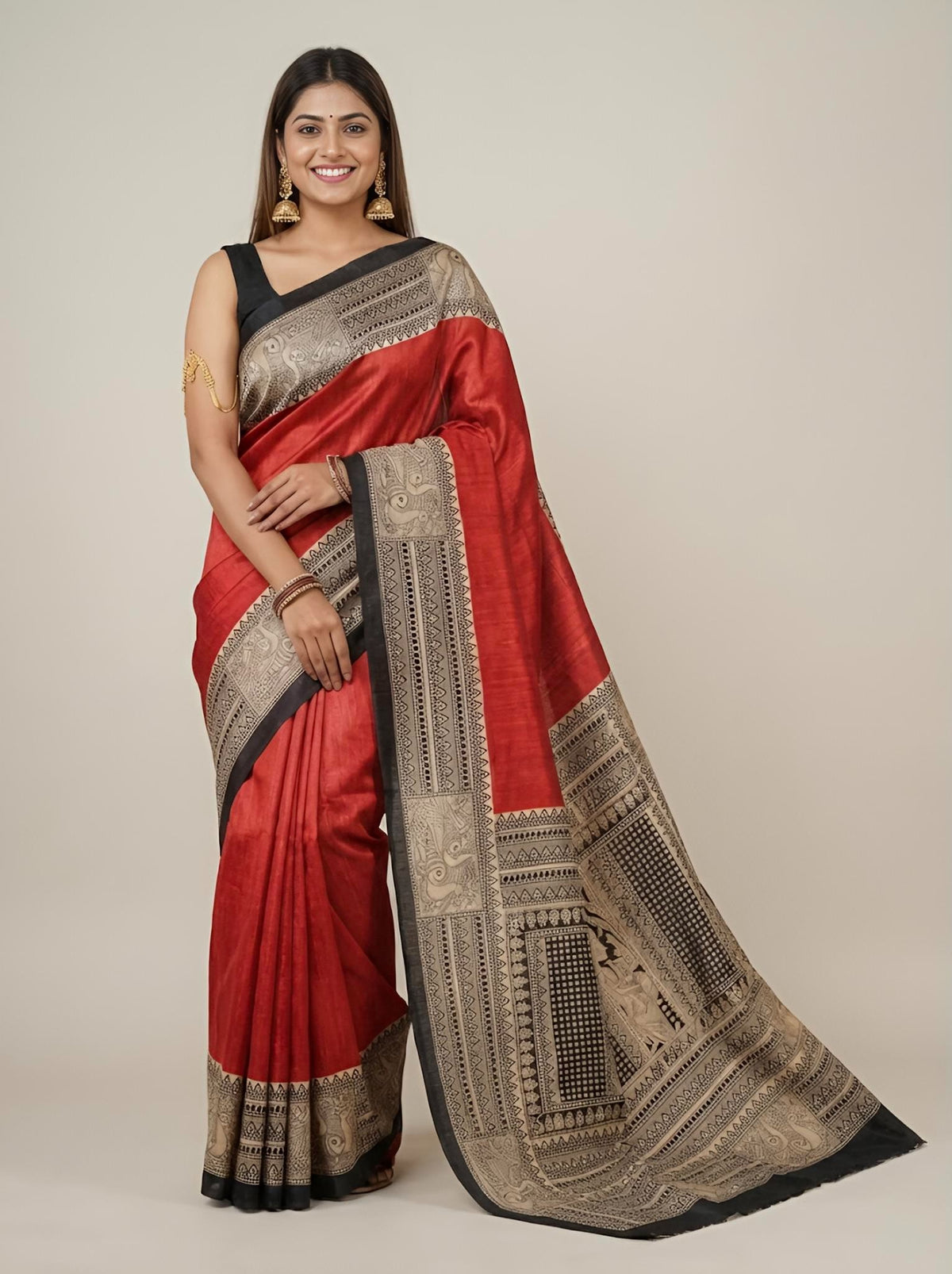 Aleena– Pure Tussar Ghicha Silk Saree (Silk Mark Certified) – Thugil