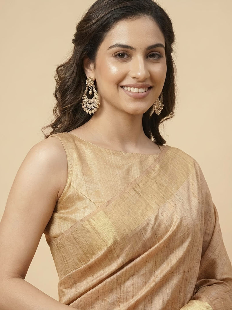 Leena-Pure Plain Tussar Ghicha Silk Saree (Silkmark Certified) – Thugil